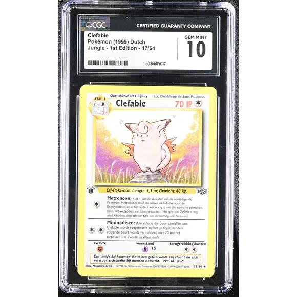 Pokemon | Other | Cgc Gem Mint Clefable 1st Edition 1764 Pokemon Dutch ...